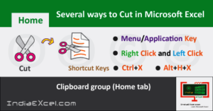 Various ways to Cut data or content MS Excel 2016